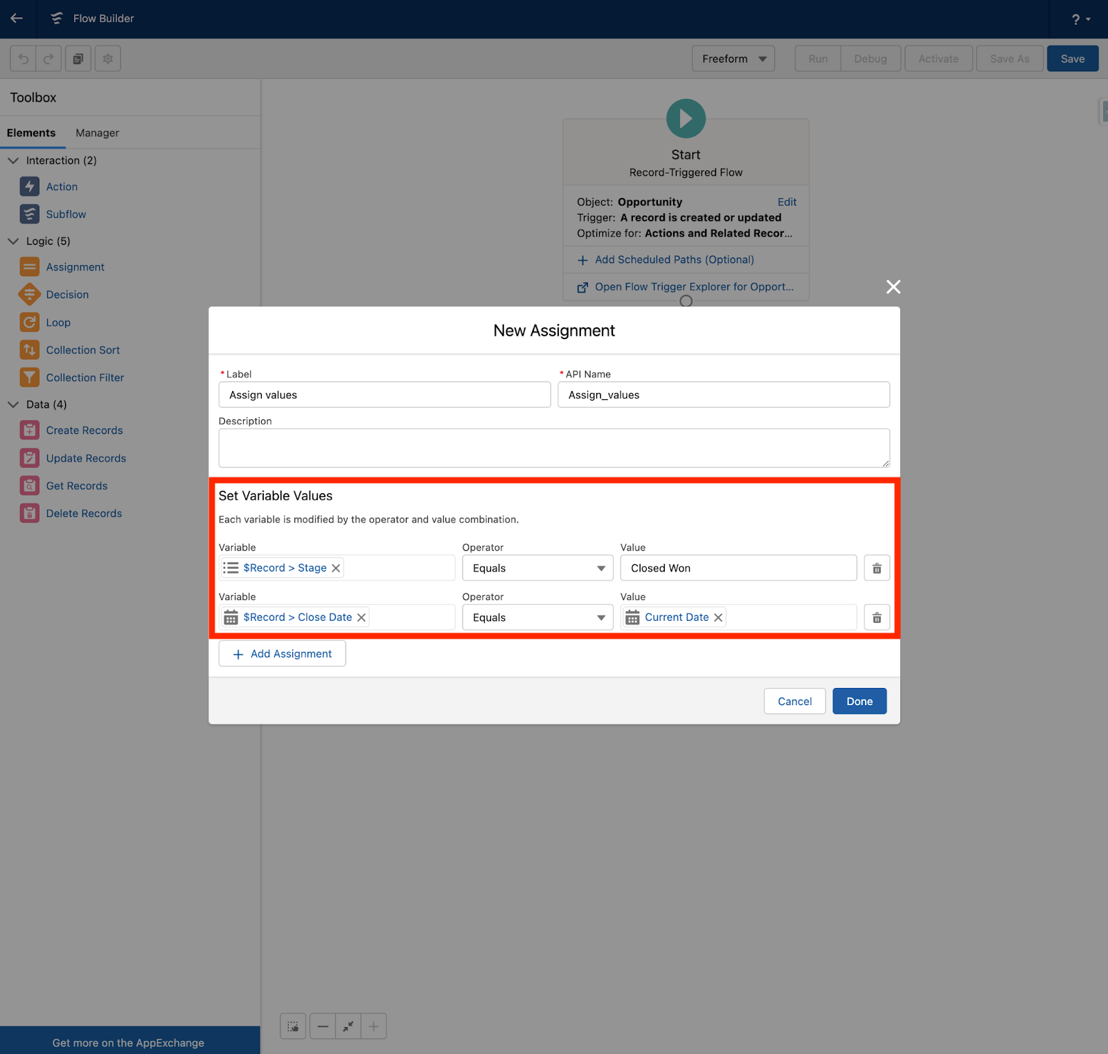 Salesforce Flow Basics: Data Elements, Decision, and Assignment